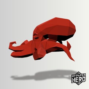 Low Poly Octopus Model, Digital Template, Papercraft Octopus 3D ...