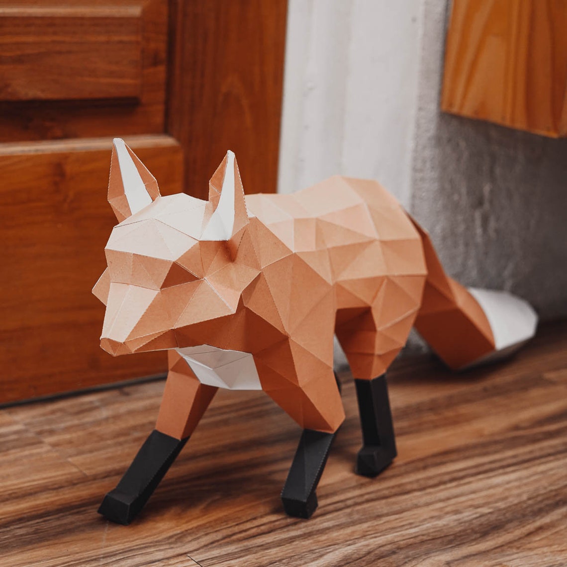 Low Poly Fox Model 3D PDF, SVG Template for Creating 3D Fox Model, 3D ...