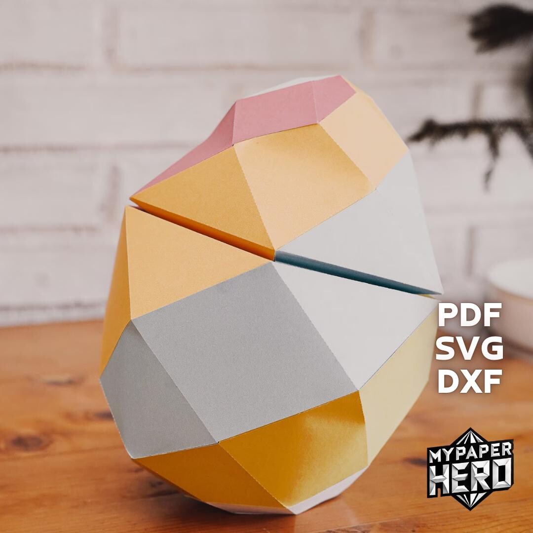 Low Poly Egg Box, Digital Template, Papercraft Egg Box 3D, Easter Egg ...