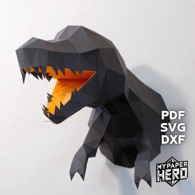 T-rex Papercraft, Digital Template, Low Poly T-rex, DIY Origami Model ...