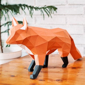 Fox 3D Papercraft, Digital Template, PDF SVG Download, Low Poly Fox, 3D ...
