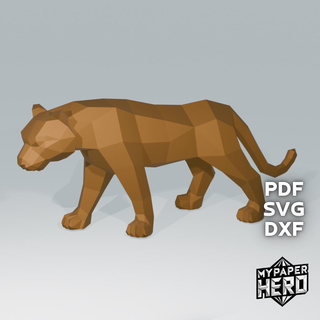 Papercraft Tiger 3D, Digital Template, Low Poly Tiger 3D, PDF SVG Files ...