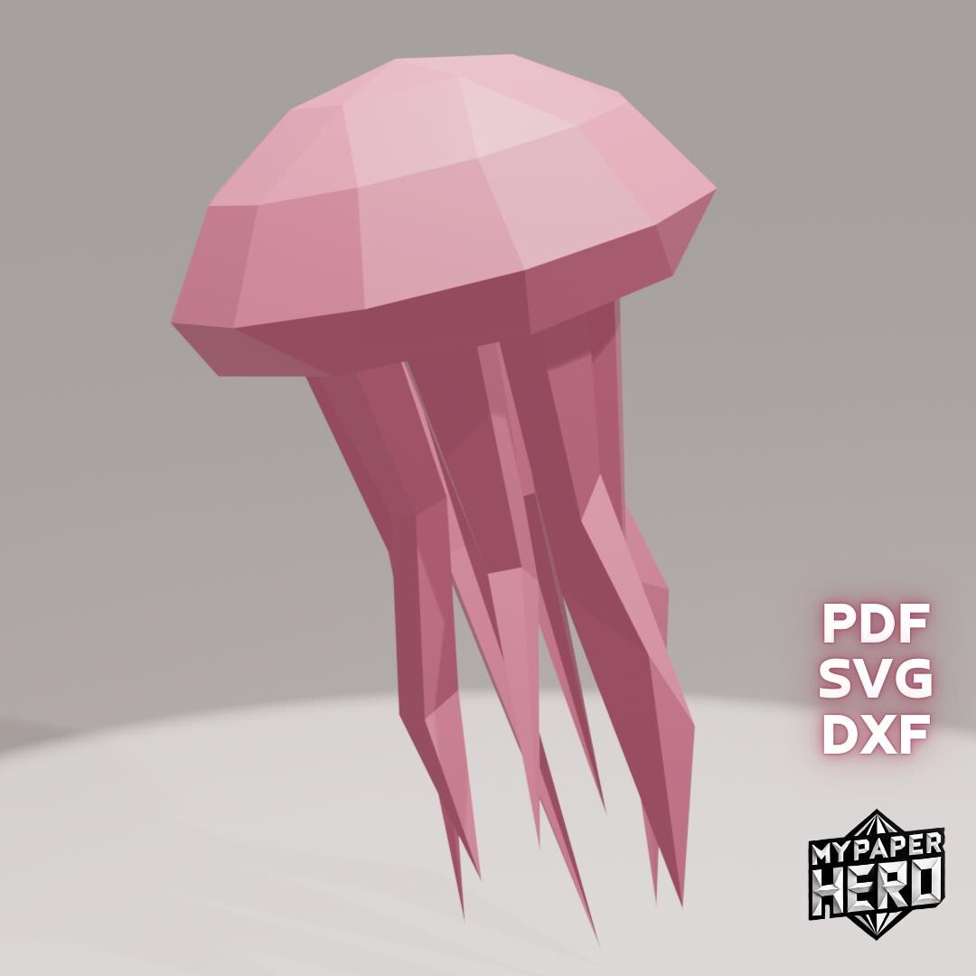 Low Poly Jellyfish 3D, Digital Template, Papercraft Jellyfish 3D, SVG ...