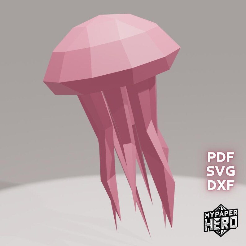 Low Poly Jellyfish 3D, Digital Template, Papercraft Jellyfish 3D, SVG ...