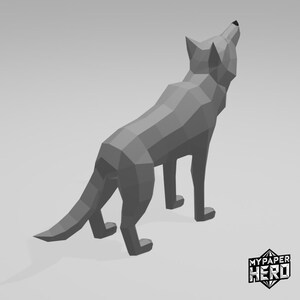 Papercraft Wolf 3D, Digital Template, Low Poly Wolf 3D, PDF SVG File, Printable Poly Paper Wolf ...
