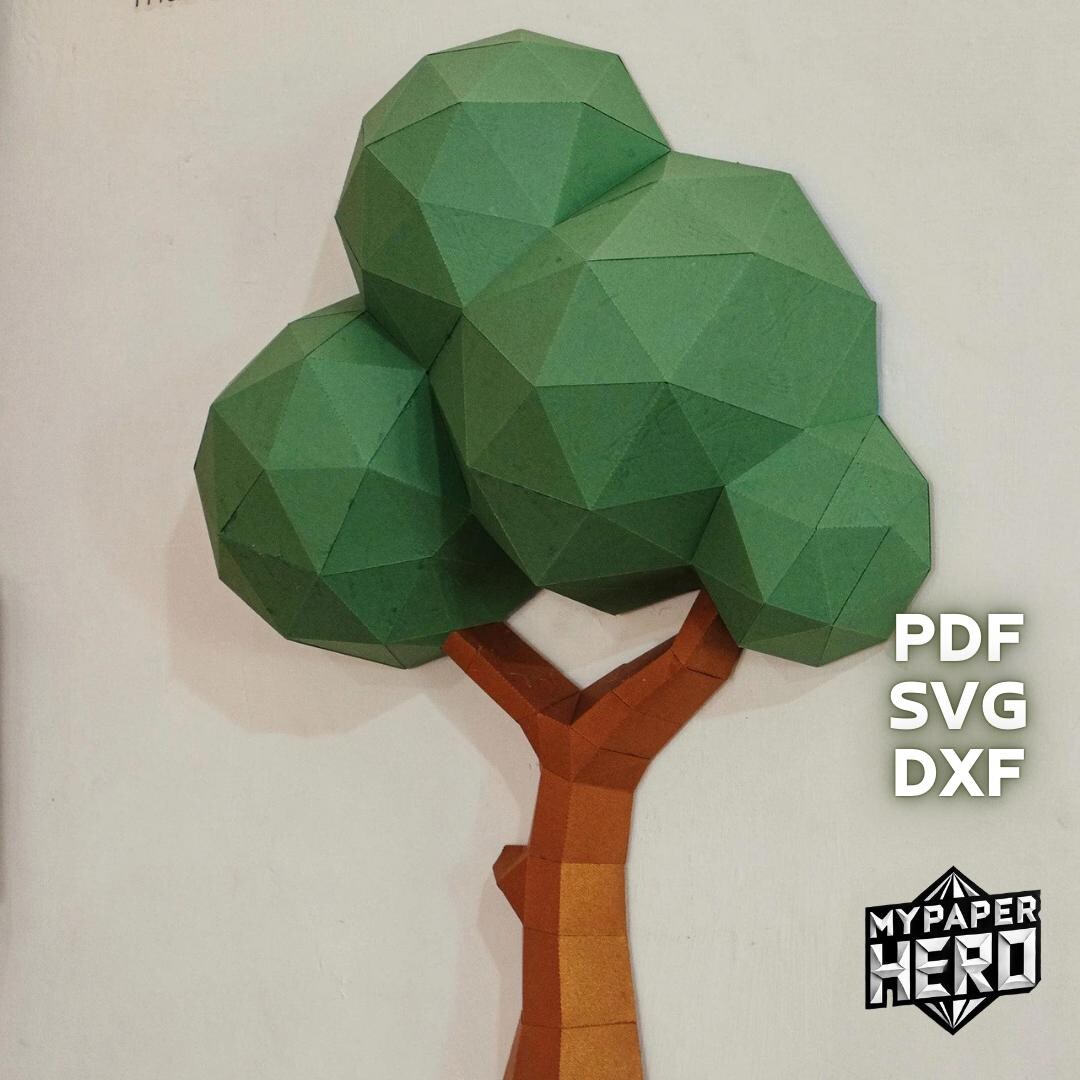 Tree Papercraft 3D, Low Poly Tree, Digital Template, Poly Paper 3d, SVG ...