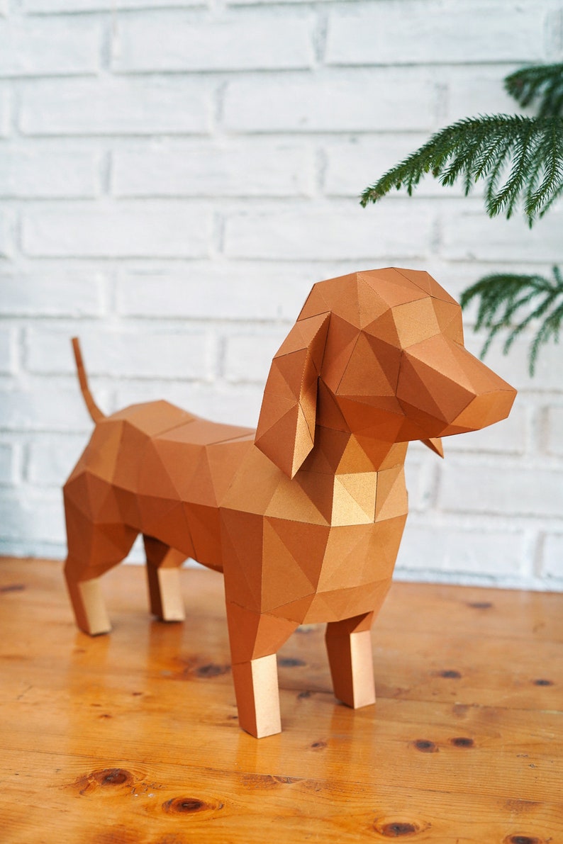 Papercraft 3D Frank Dog, Digital Template, Low Poly Dog, DIY Origami ...