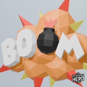 Papercraft Wall Art Boom 3D, Digital Template, Low Poly Boom 3D ...