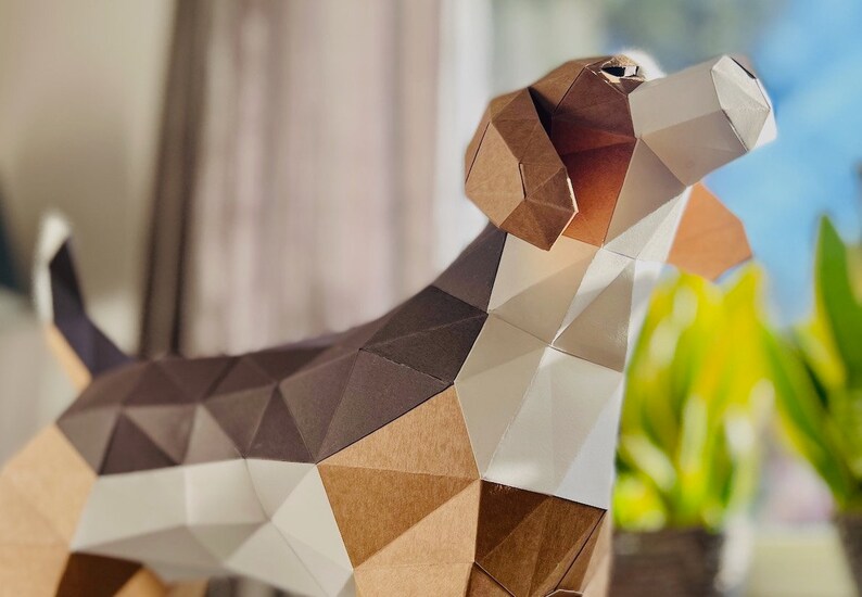Low Poly Beagle Dog, Papercraft Dog 3D, Digital Template, SVG Download ...