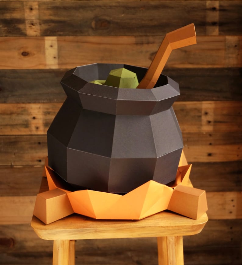 Low Poly Witch's Cauldron Papercraft PDF, SVG Template for Creating 3D ...