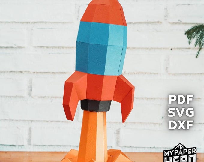Rocket Papercraft 3D, Paper Craft Rocket, Rocket Ship, Low Poly Rocket ...