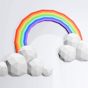 Papercraft Rainbow Cloud, Low Poly 3D, Digital Template, Low Poly Paper ...