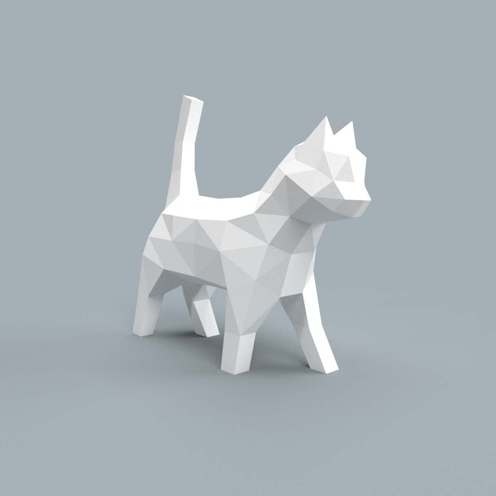 Low Poly Cat 3D Papercraft PDF, SVG Template for Creating 3D Cat, 3D ...