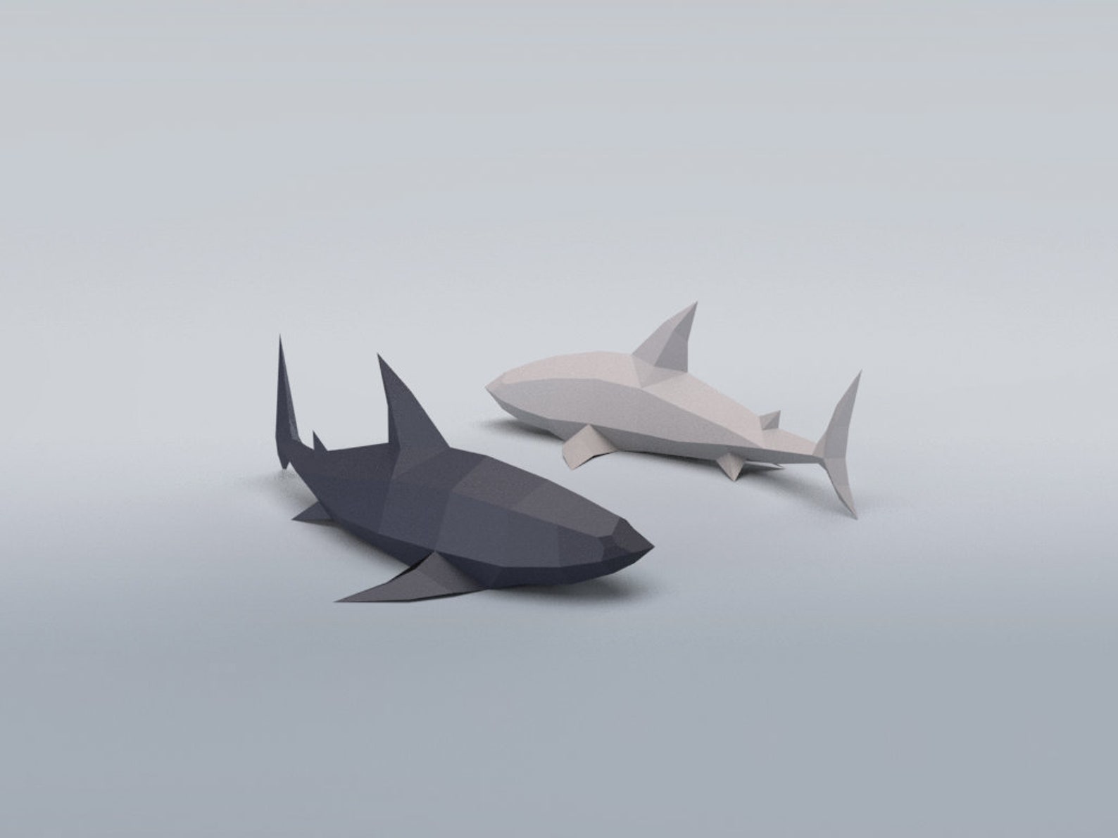 Sharks 3D Papercraft, Low Poly Sharks, Digital File Template, Shark 3d ...