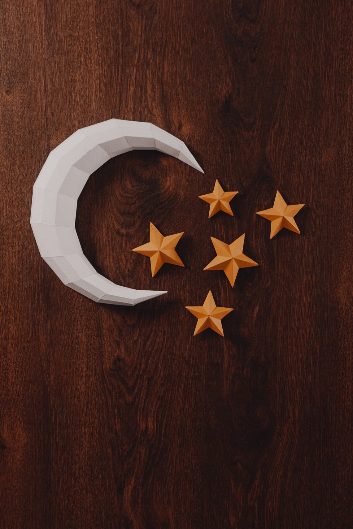 Low Poly Moon and Stars, Digital Template, Moon Papercraft 3D DIY ...