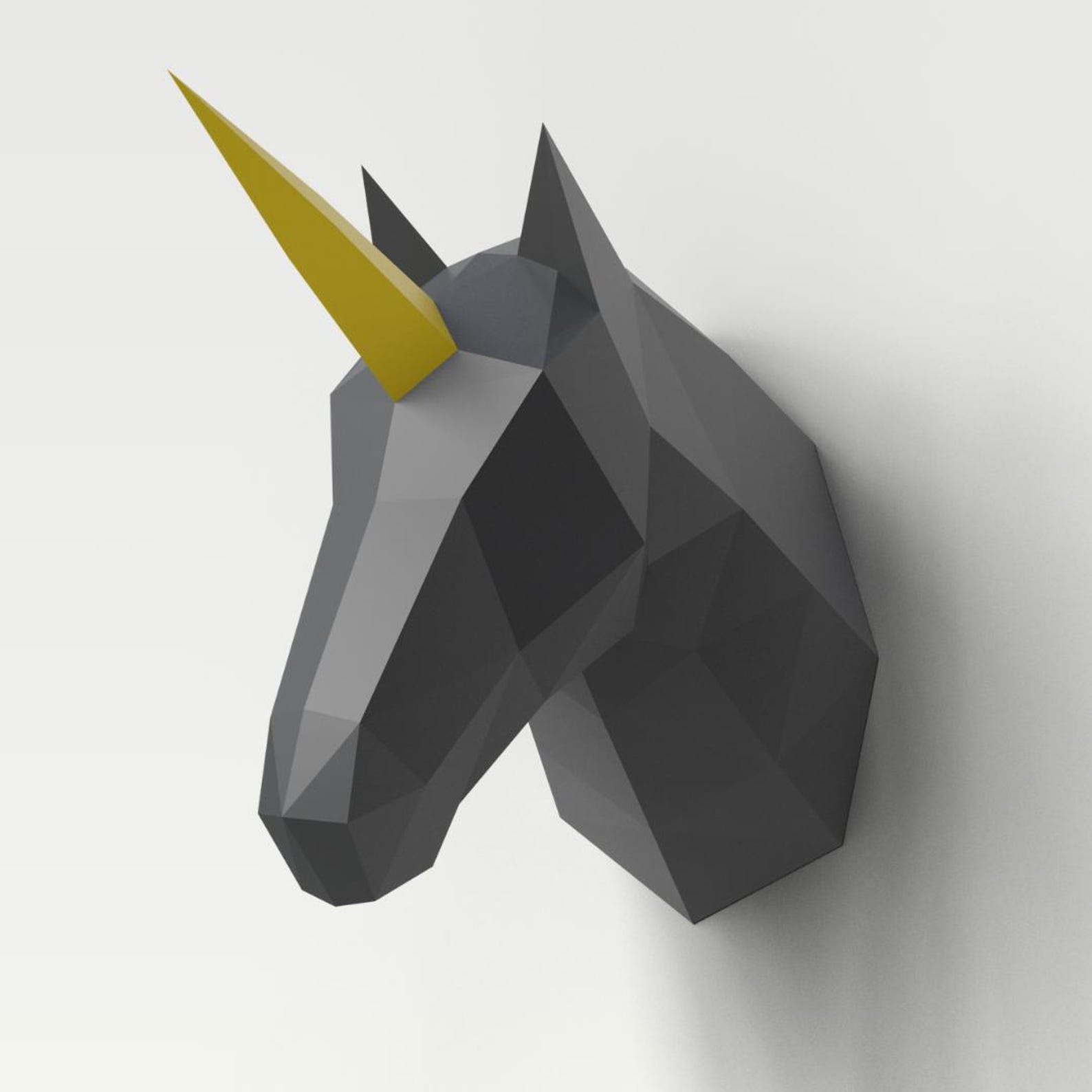 Unicorn Head Papercraft 3D, Digital Template, Low Poly Unicorn, PDF SVG ...