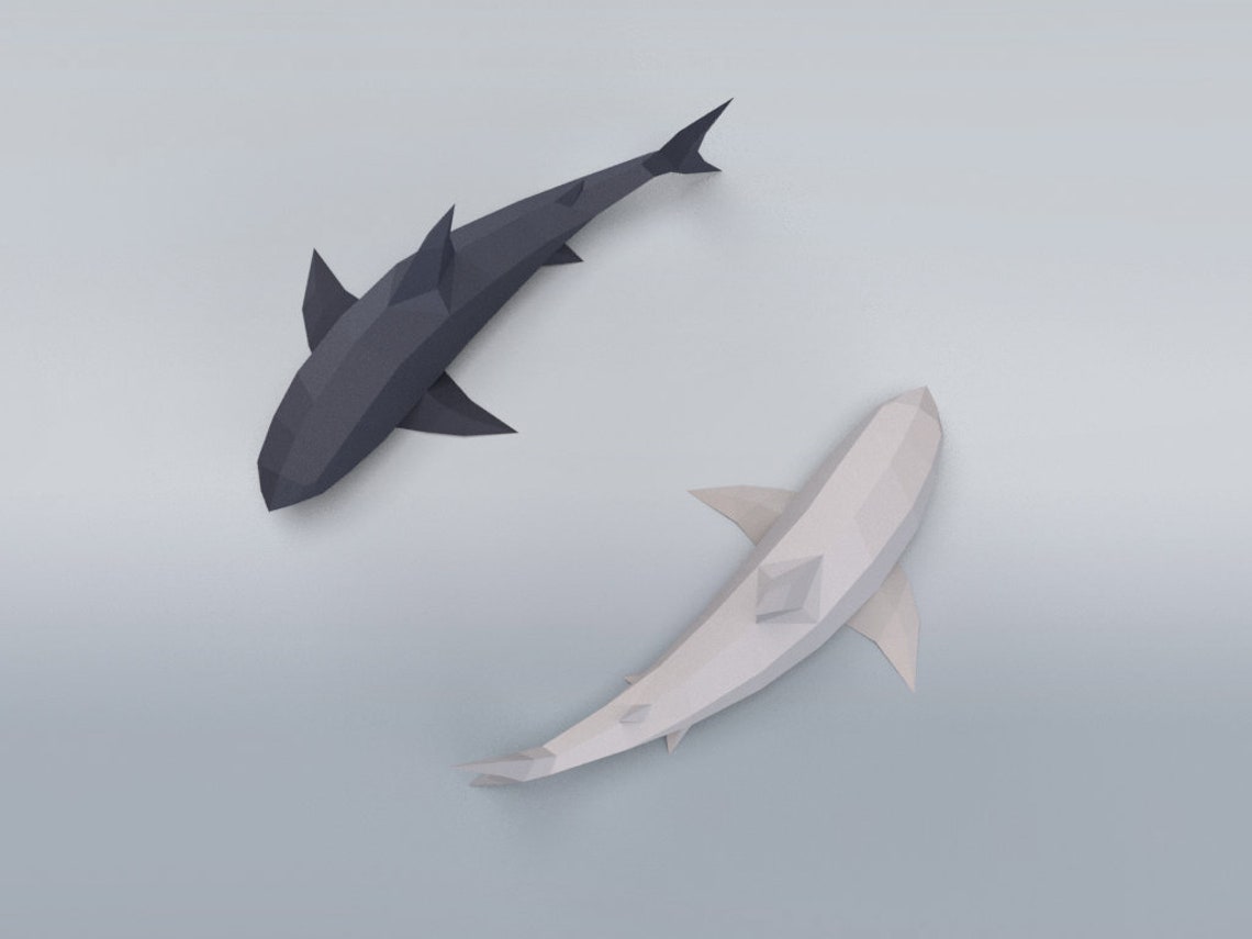 Sharks 3D Papercraft, Low Poly Sharks, Digital File Template, Shark 3d ...