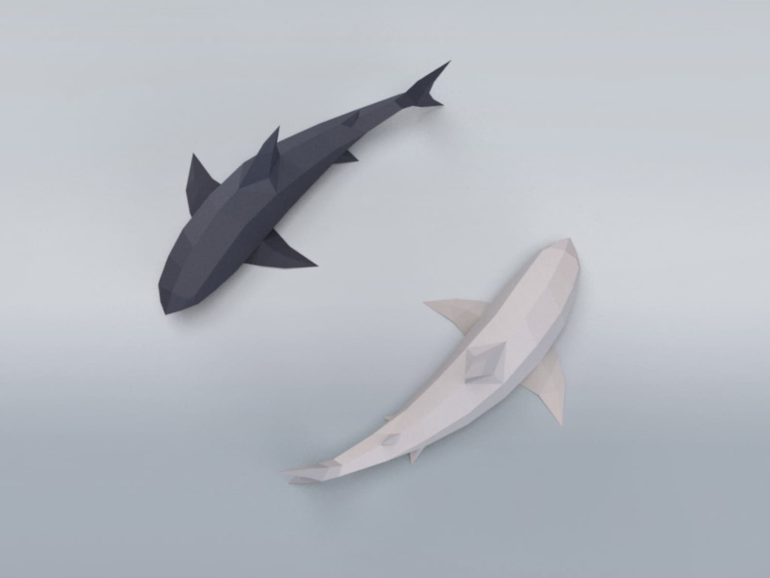 Sharks 3D Papercraft, Low Poly Sharks, Digital File Template, Shark 3d ...