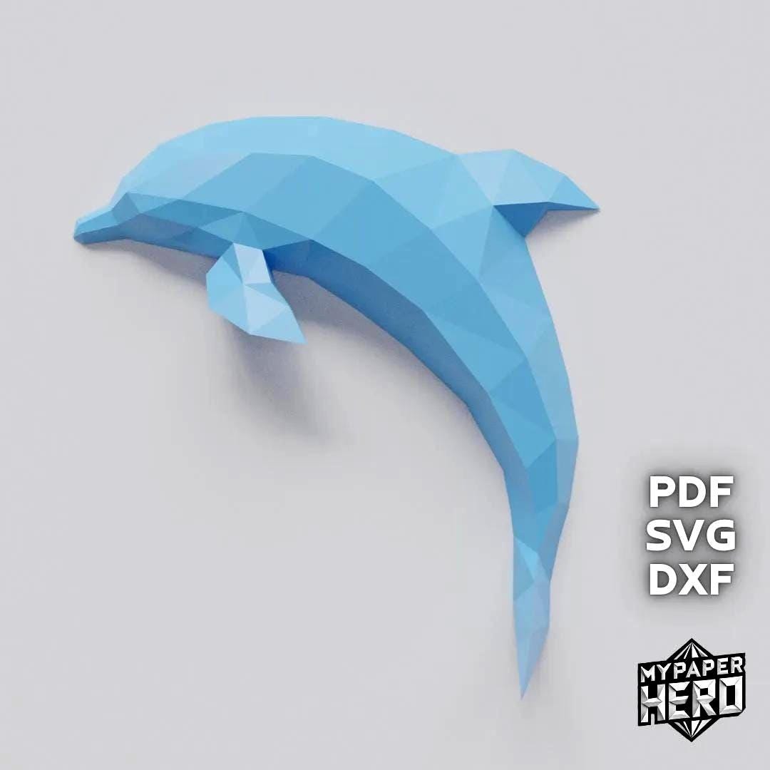 Papercraft Dolphin 3D, Digital Template, Low Poly Dolphin, Pepakura ...