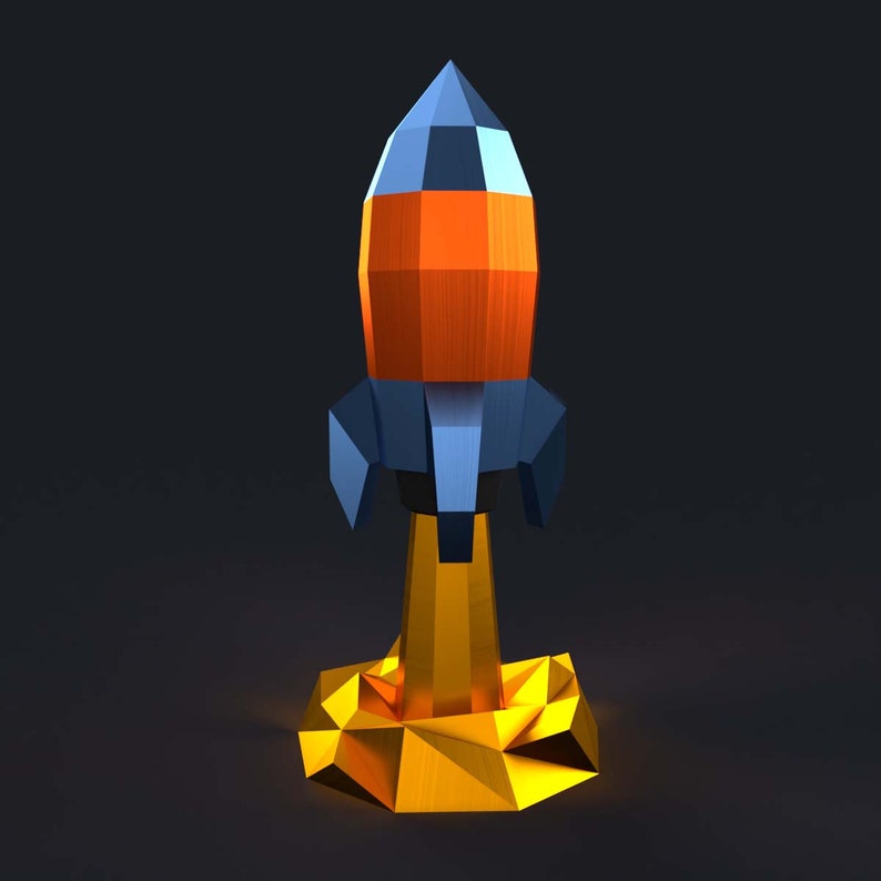 Low Poly Starship Rocket Papercrafter PDF, SVG Template for Creating 3D ...