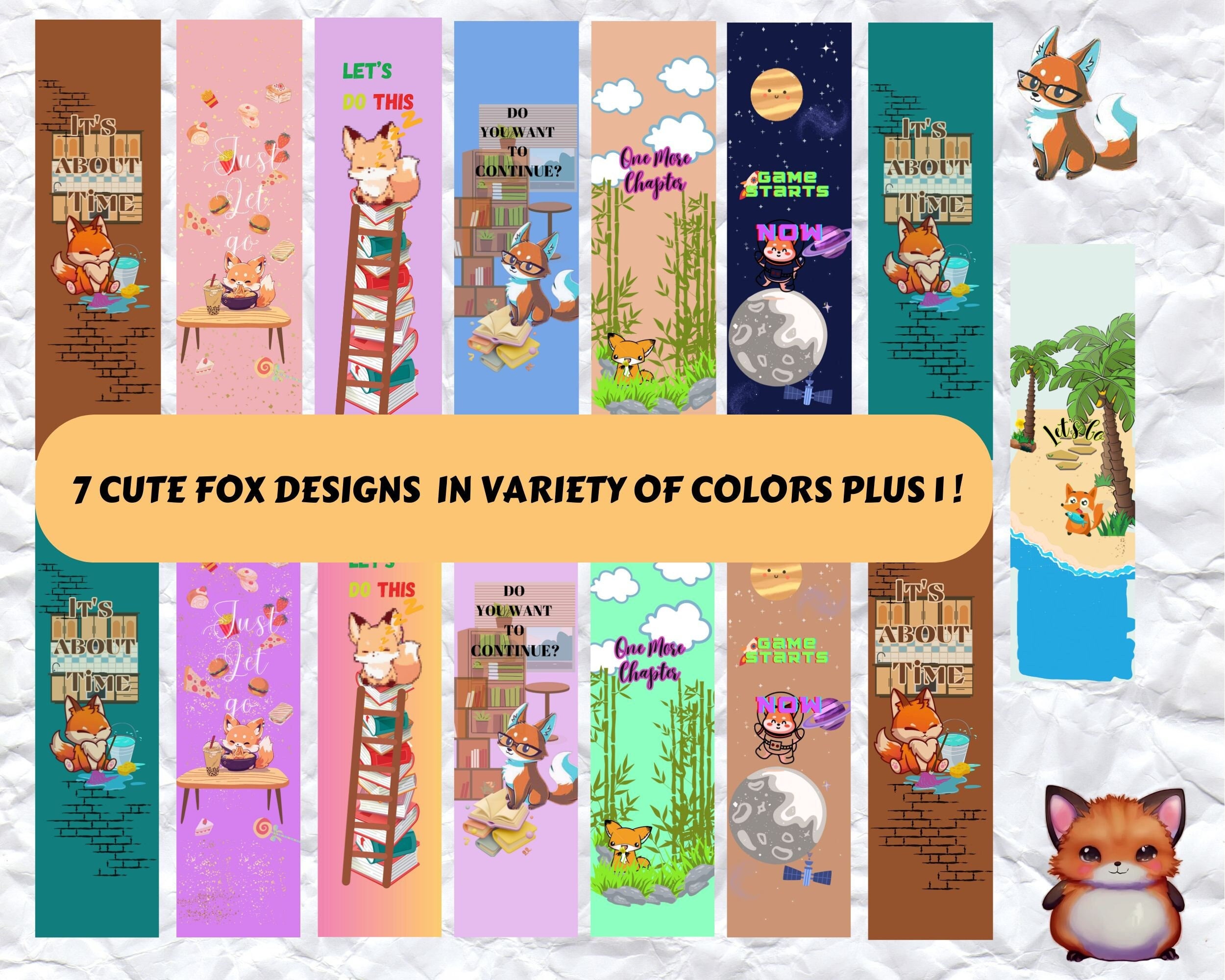 Bundle Bookmarks Printable Bookmark Cute Animals Digital Item Book Tok ...