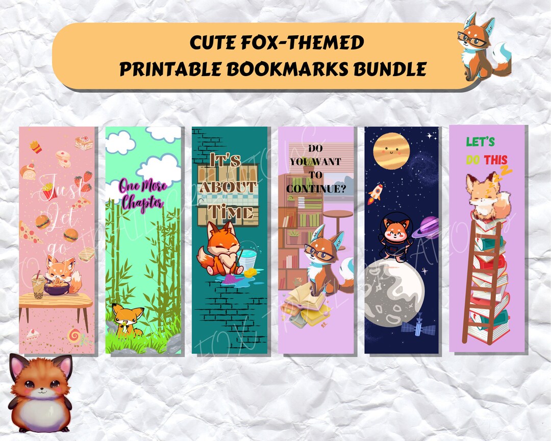 Bundle Bookmarks Printable Bookmark Cute Animals Digital Item Book Tok ...