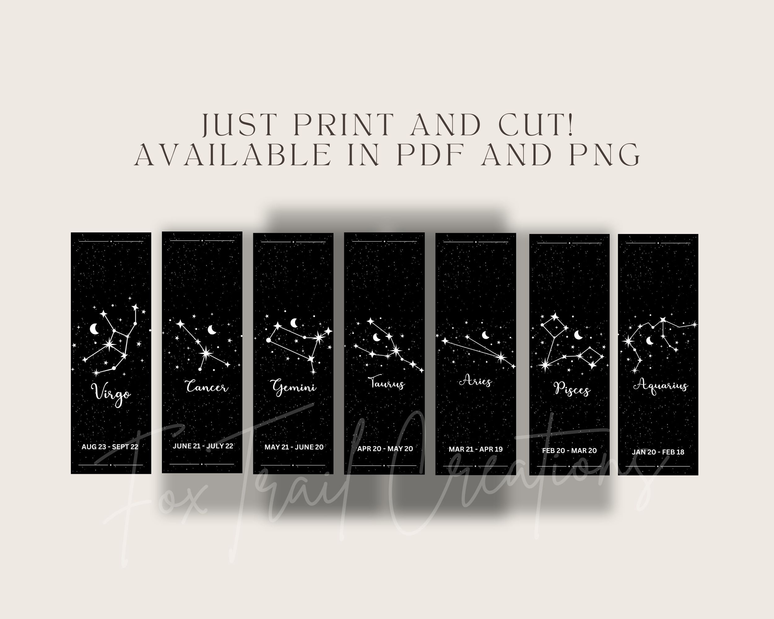 Printable Zodiac Signs Themed Bookmarks 13 Designs Collection Gift ...