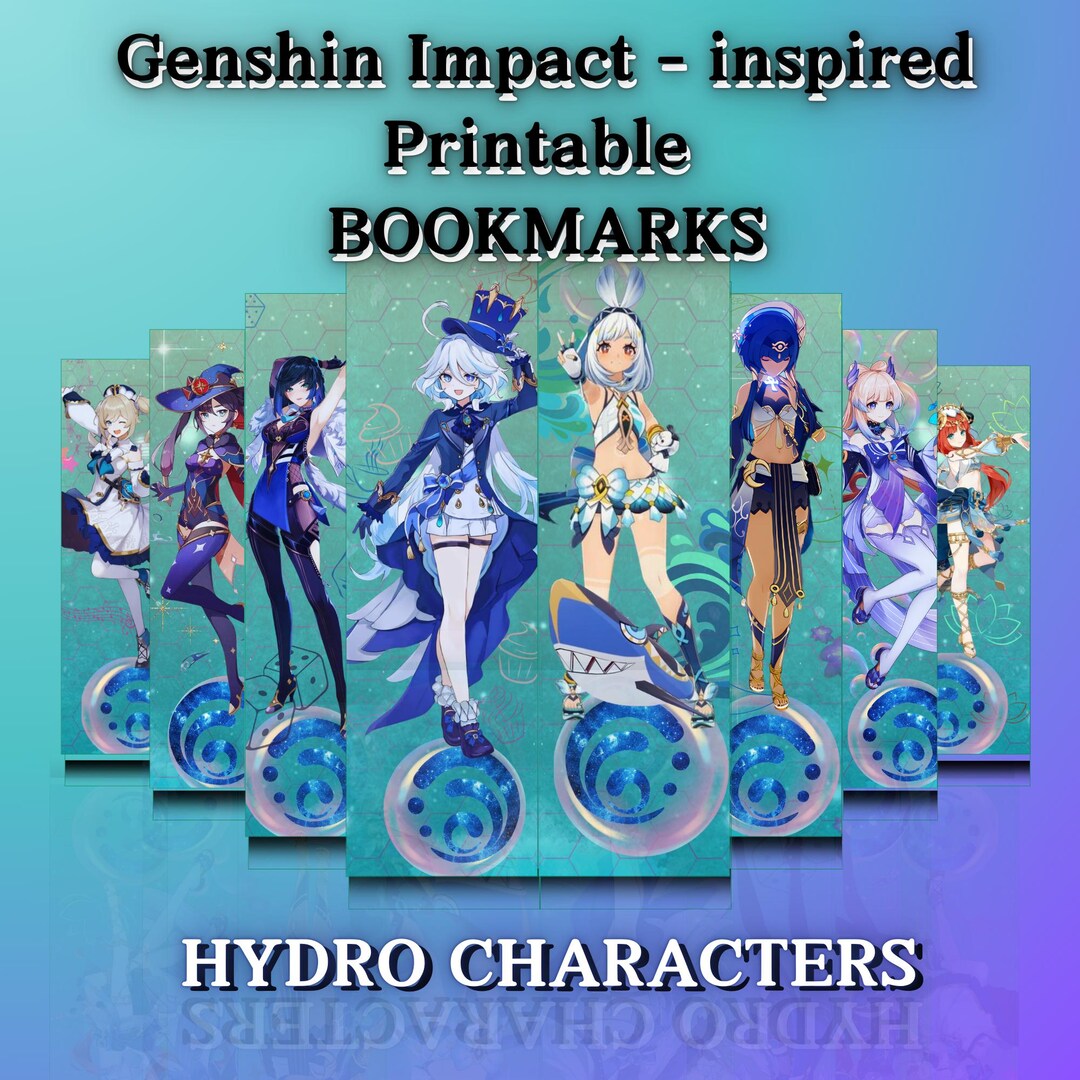 Printable Bookmarks Genshin Impact Inspired Bookmarks Fanmade Hydro ...