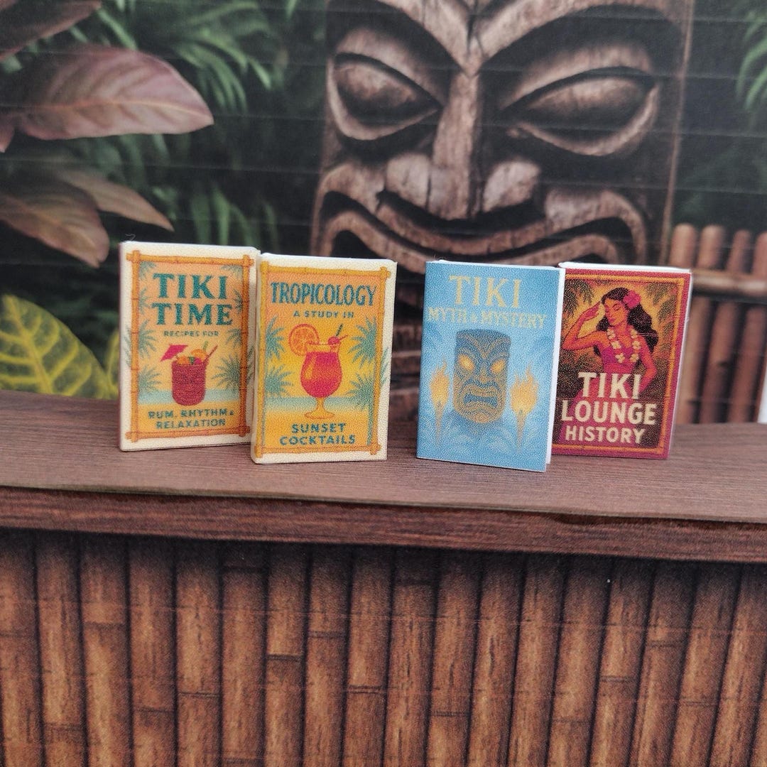 Tiny Tiki Book Sets, Island Miniature Decor for Dollhouses & Dioramas ...
