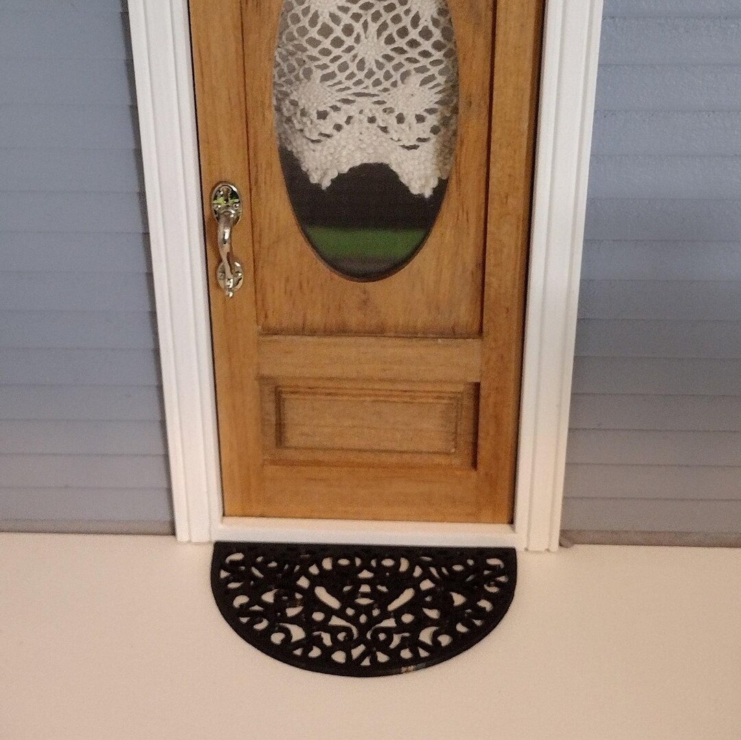 Dollhouse Doormat, 1:12 Black Half Moon or Rectangular Miniature Entry ...