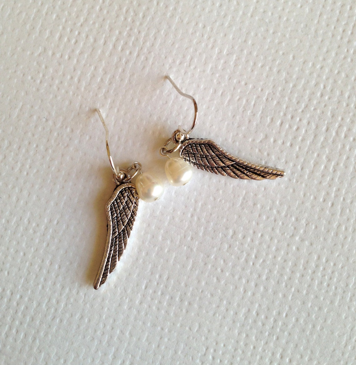 Fresh Water Pearl Angel Wings Earrings Pearl Earrings - Etsy