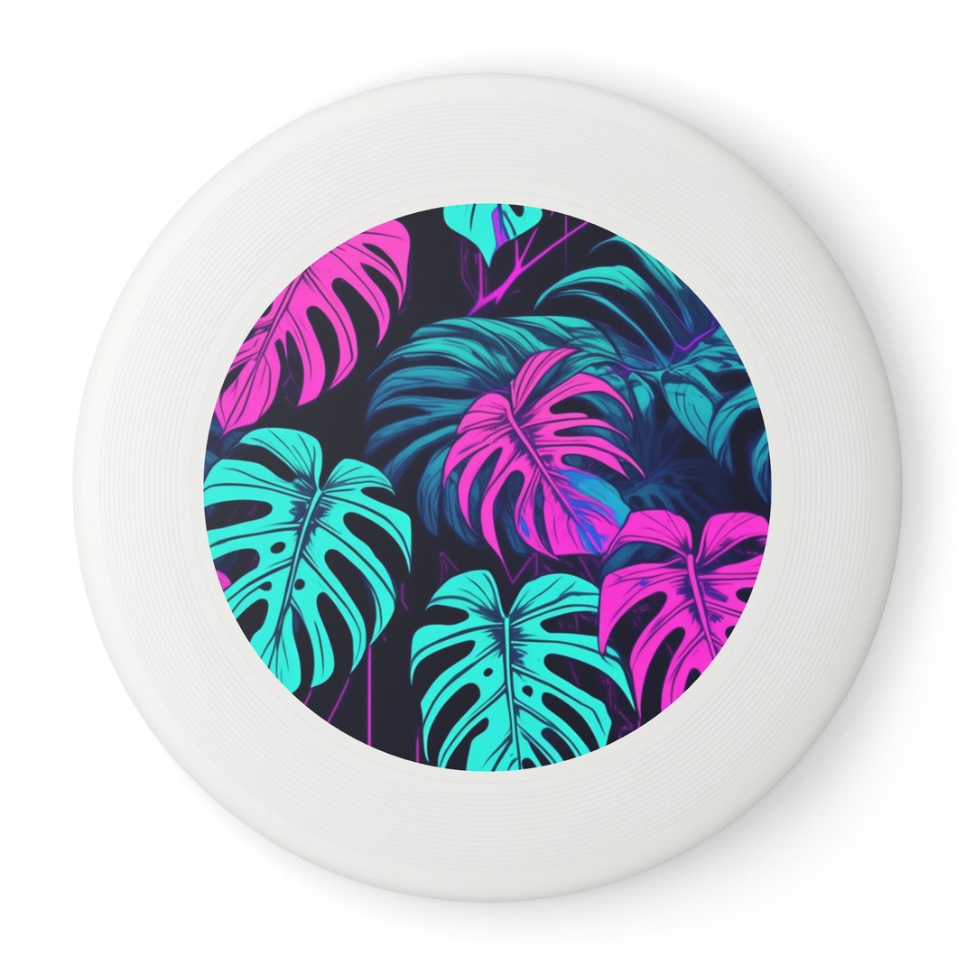 Neon 80s Monstera Plant Leaves Frisbee - Etsy