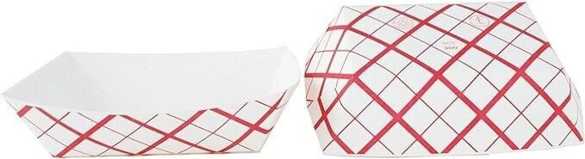 Paper Food Trays - 3 Lb Disposable Plaid Classy Red and White Paper ...