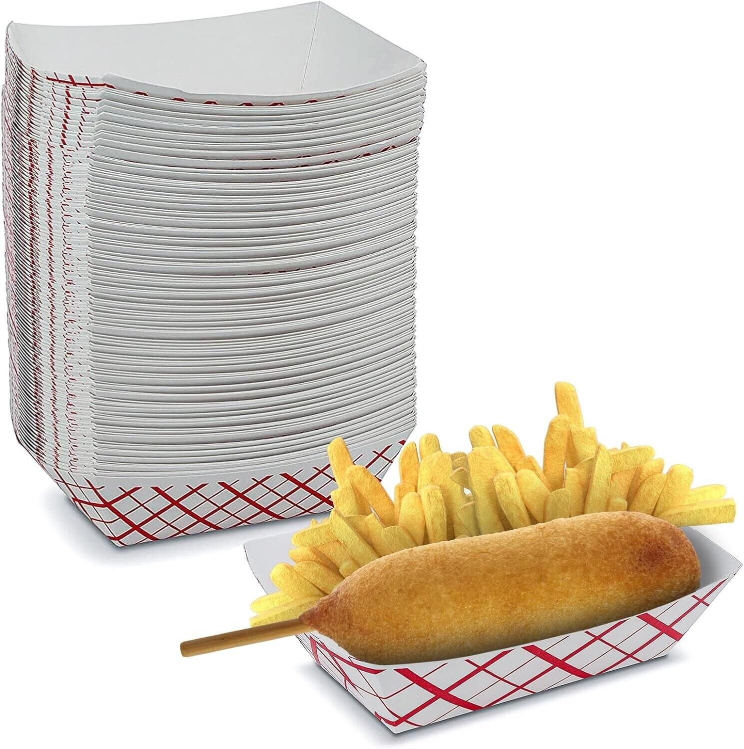 Paper Food Trays - 3 Lb Disposable Plaid Classy Red and White Paper ...