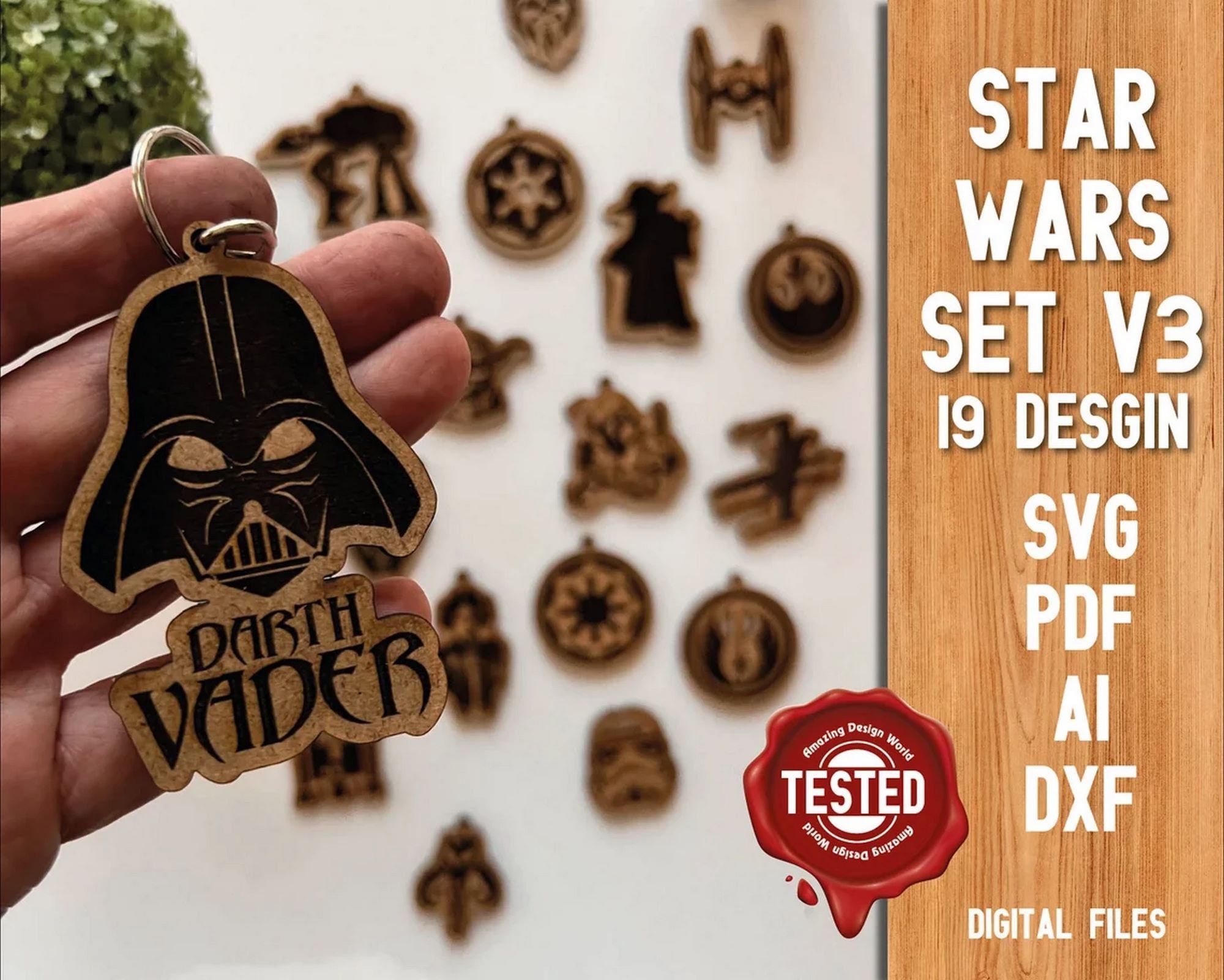 Star Wars Keychains SVG Wooden Set of | Unique Keyring | Accessories ...