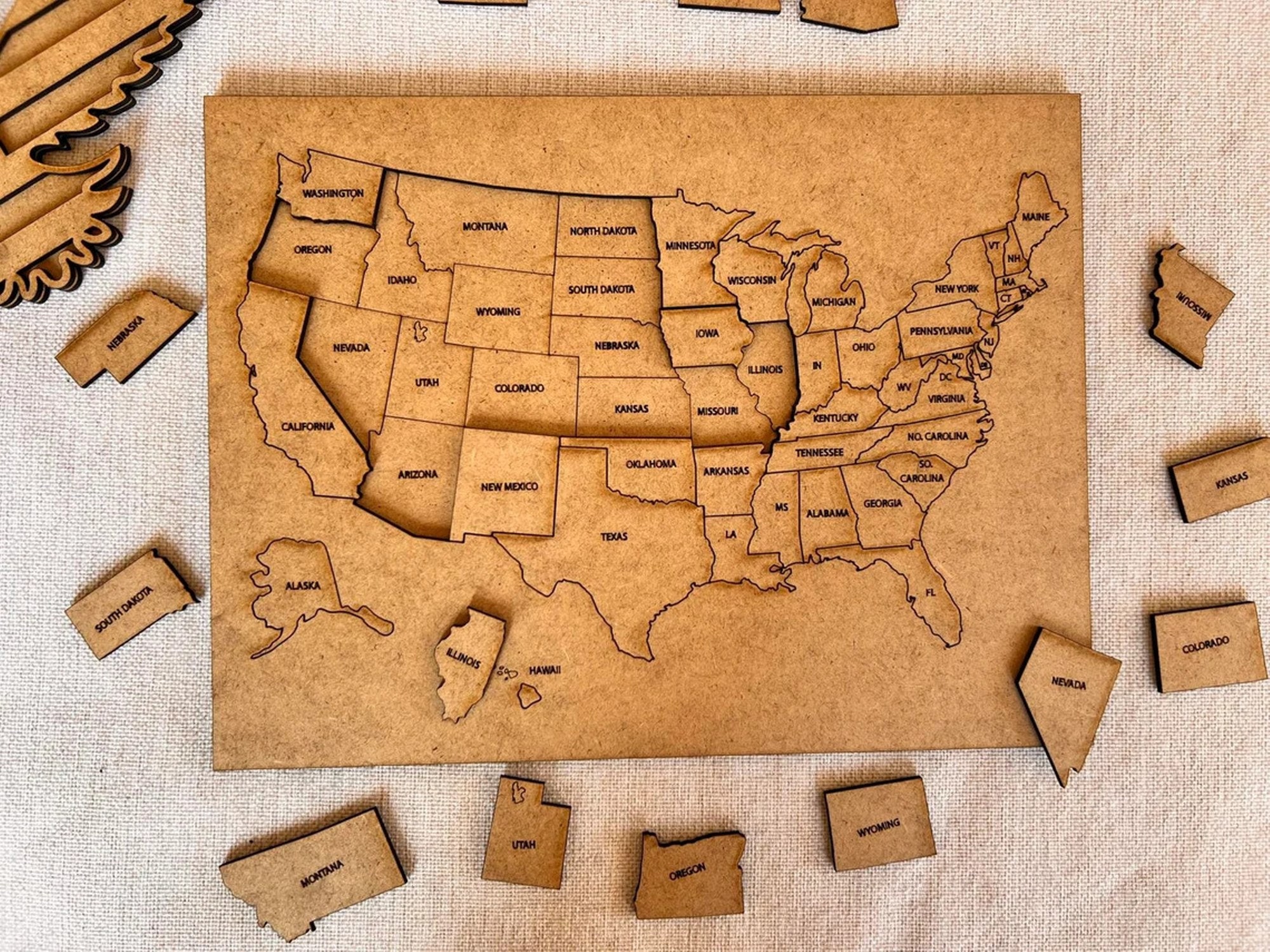 America Wooden Puzzle - USA Map - Jigsaw Puzzle - Montessori Puzzle US ...