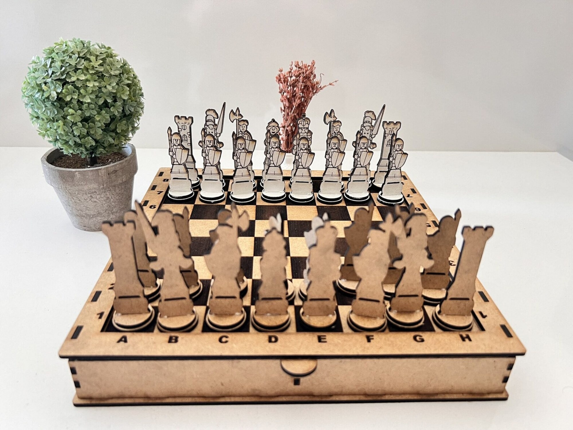Chess and Chess Pieces Laser Cut Files V4 Wooden With Box Laser Cut Cnc ...