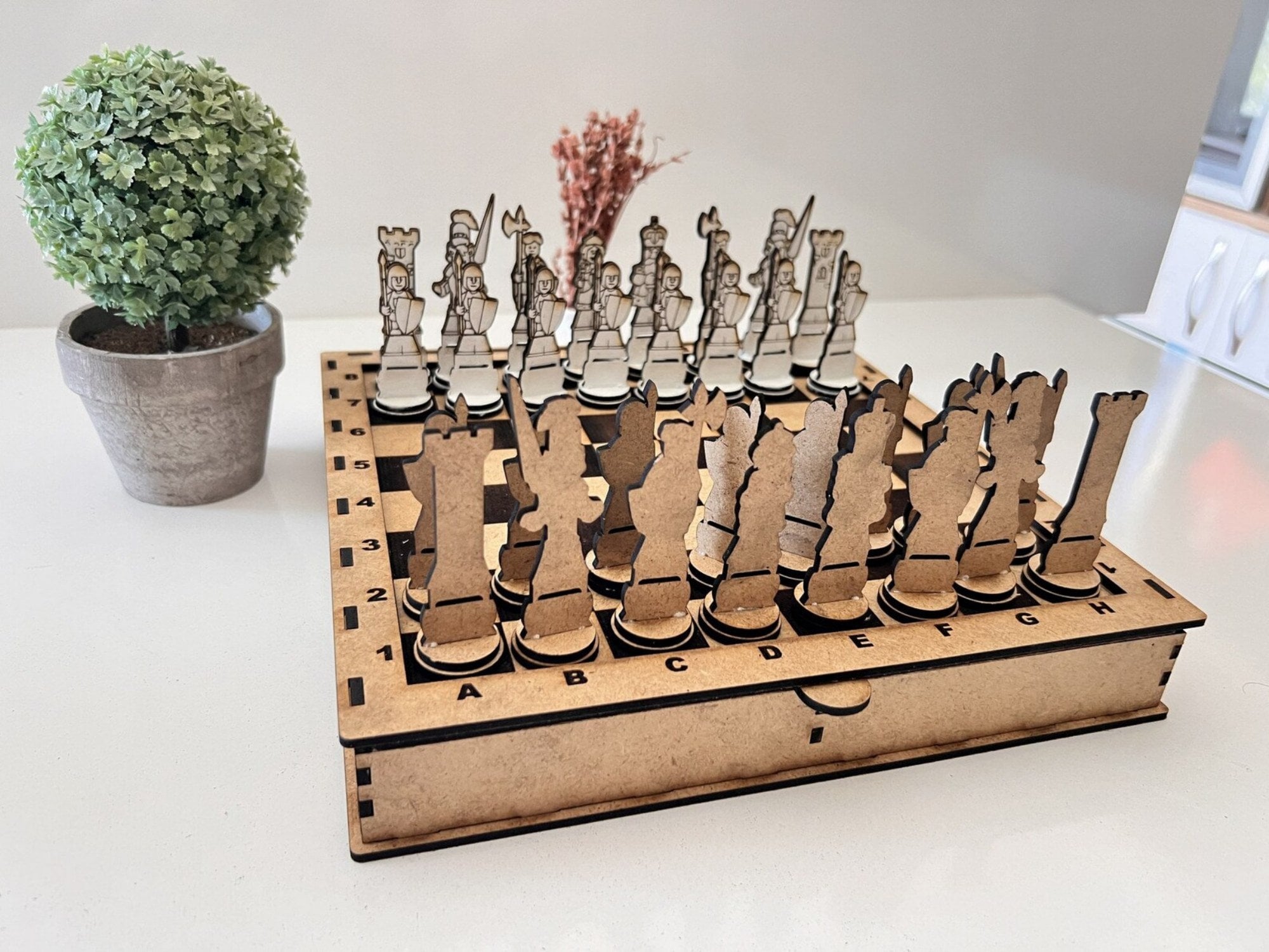 Chess and Chess Pieces Laser Cut Files V4 Wooden With Box Laser Cut Cnc ...