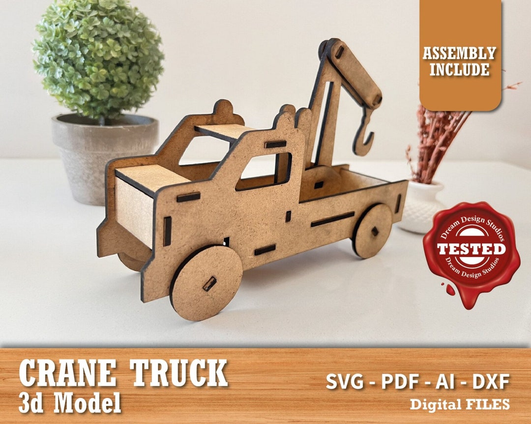 Crane Pickup Model Puzzle Laser Cut Display Vector Easy Cut, Cut Out ...