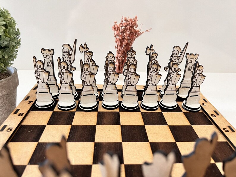Chess and Chess Pieces Laser Cut Files V4 Wooden With Box Laser Cut Cnc ...