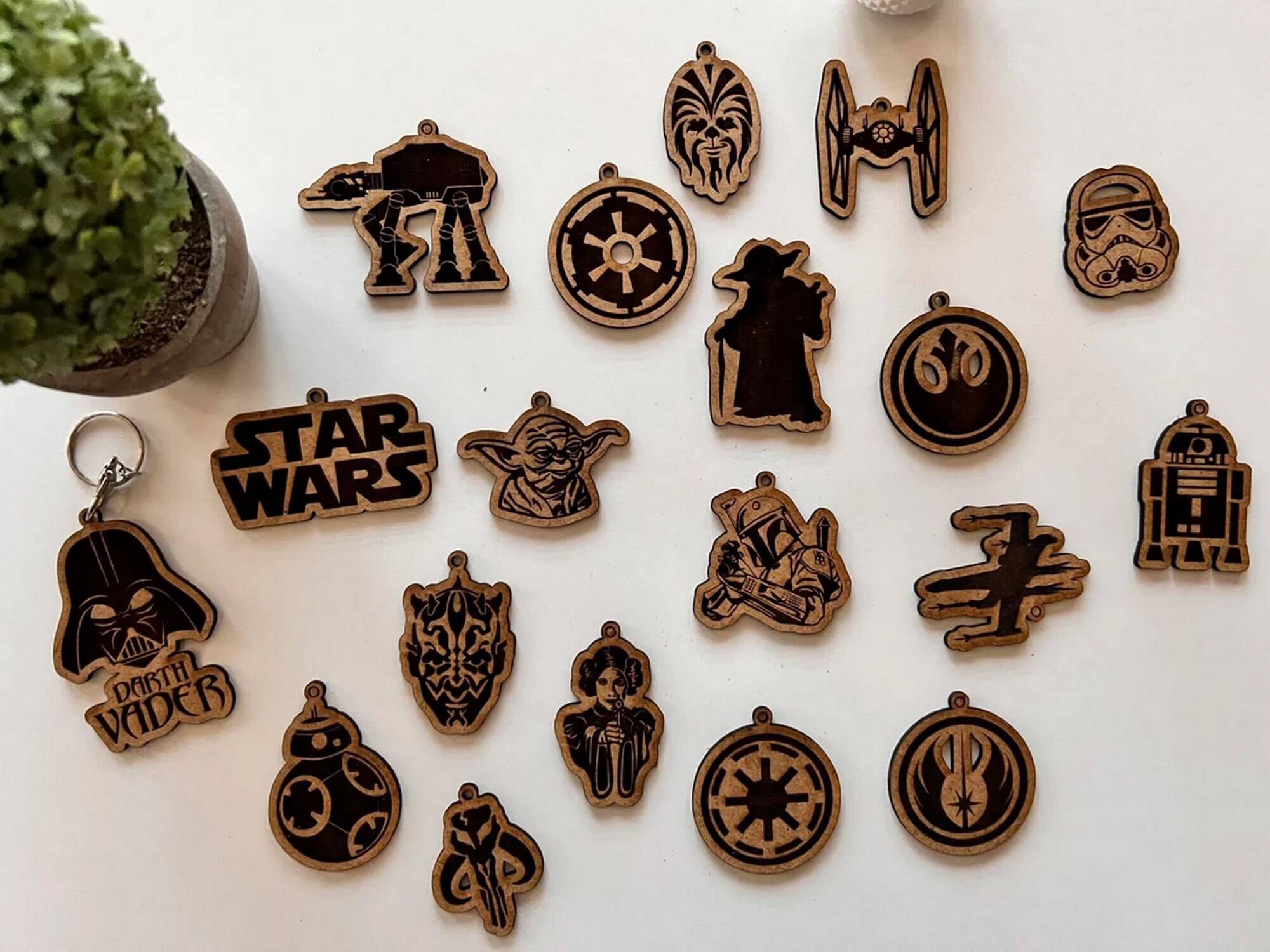 Star Wars Keychains SVG Wooden Set of Unique Keyring Accessories for ...
