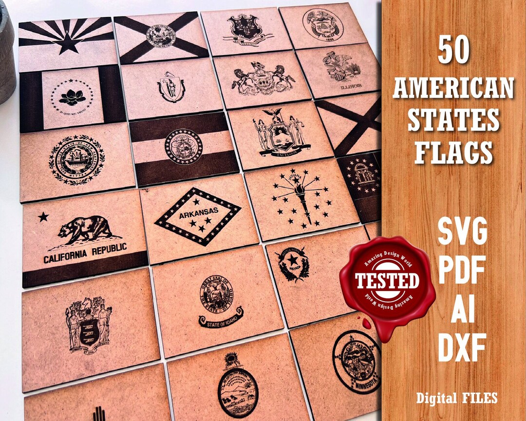 American State Flag Svg for Laser Engrave and Cut & All Colour 50 STATE ...