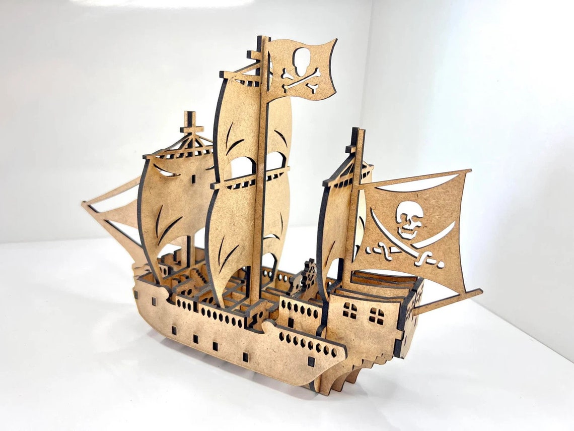 Pirates Ship 3D Model Puzzle Laser Cut Svg Dxf Vector Easy for Cut, Svg ...