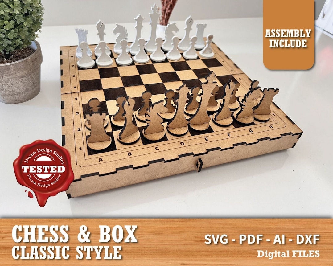 Chess Laser Cut Chess Game Pieces Laser Cut Files V2 Wooden With Box ...