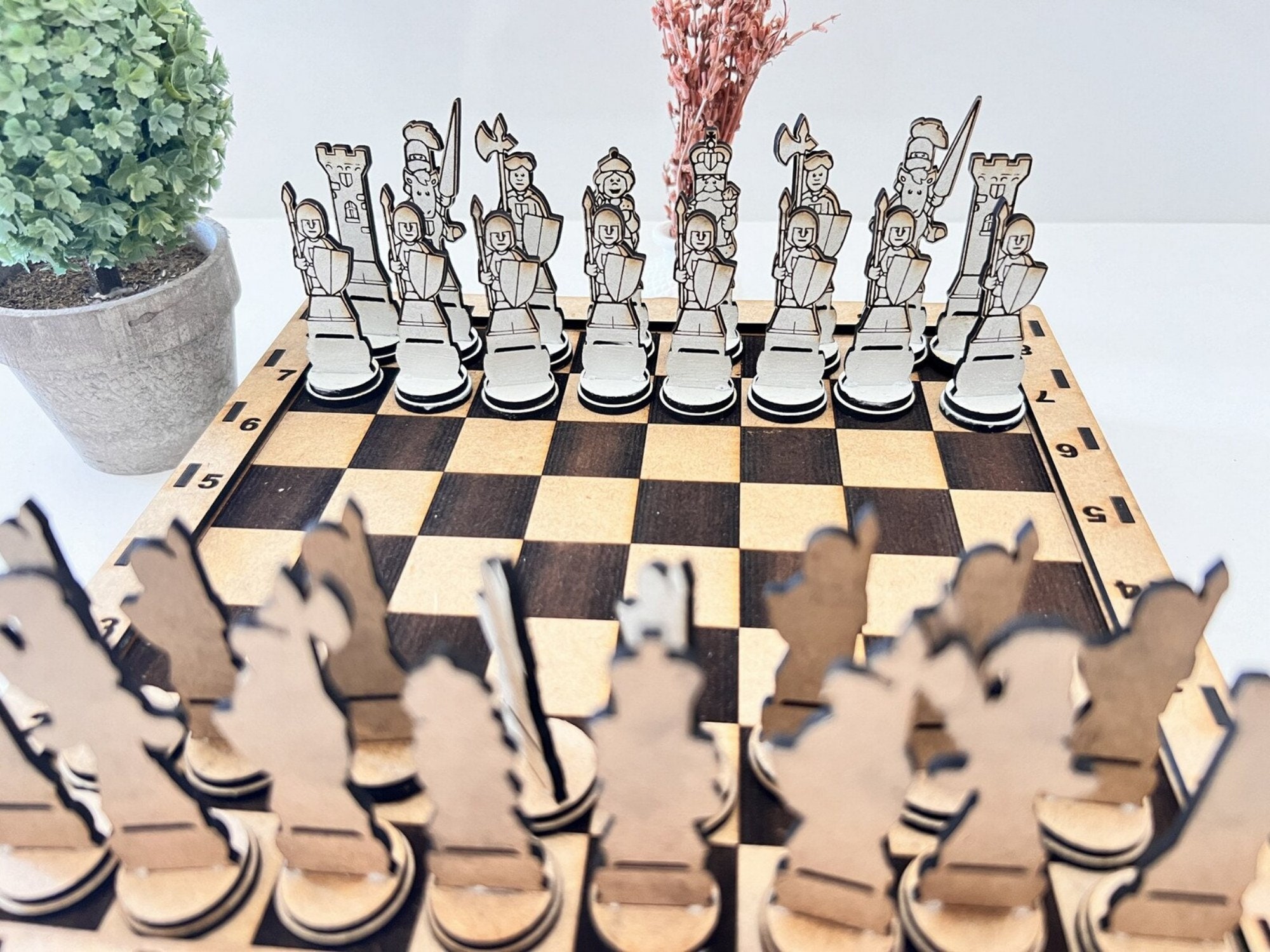 Chess and Chess Pieces Laser Cut Files V4 Wooden With Box Laser Cut Cnc ...