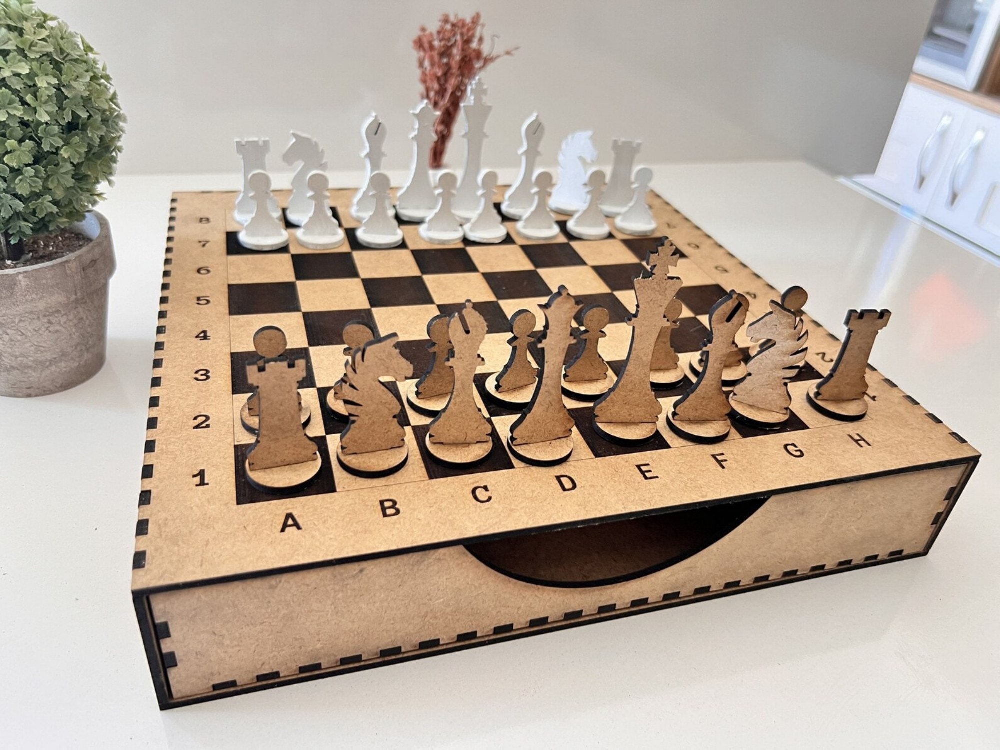 Chess and Chess Pieces Laser Cut Files V5 Wooden With Box Laser Cut Cnc ...
