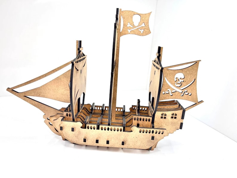 Pirates Ship 3D Model Puzzle Laser Cut Svg Dxf Vector Easy for Cut, Svg ...