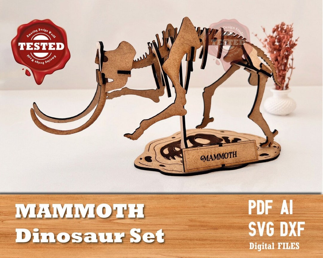 Dinosaur Model Svg Mammoth Digital Pattern Template File Laser SVG DXF ...