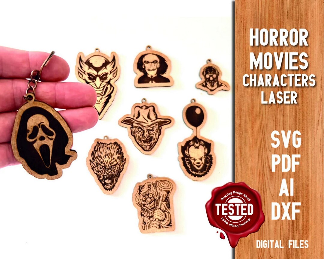 Horror Movies Characters Laser Keychain Movie Digital Download SVG Pdf ...