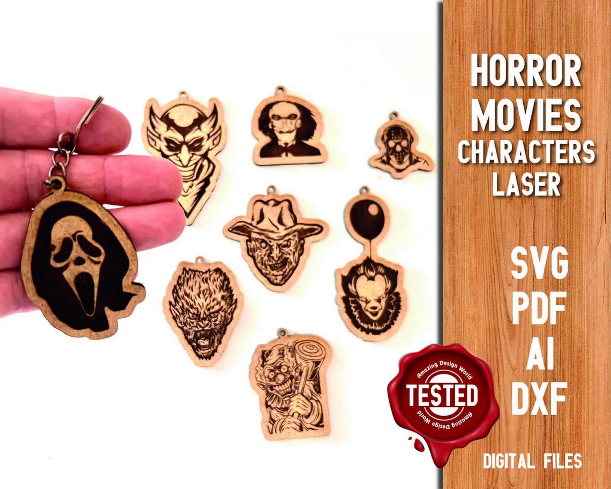 Horror Movies Characters Laser Keychain Movie Digital Download SVG Pdf ...